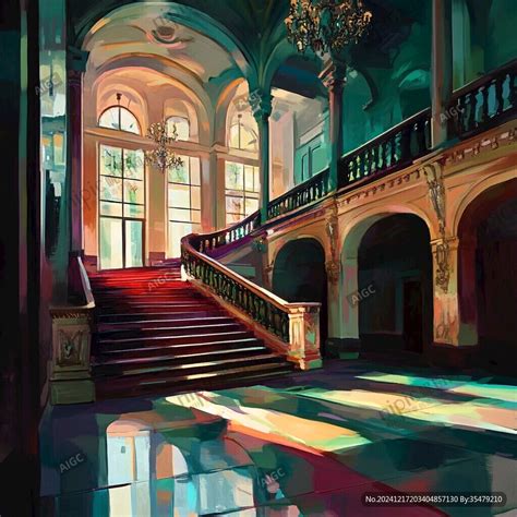 Ai创作图大礼堂插画 阳光照在厅前台阶 阁楼皇宫插画 欧式宫殿大厅 宫殿插画 红楼大厅 大剧院插画 欧式风格场景 馆插画 皇宫插画 西洋风格室内内景 大学舞美 欧式建筑大厅 皇宫朝廷宫廷场景