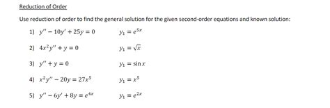 Solved Reduction Of Order Use Reduction Of Order To Find The Chegg Com