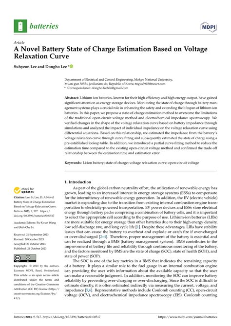 Pdf A Novel Battery State Of Charge Estimation Based On Voltage