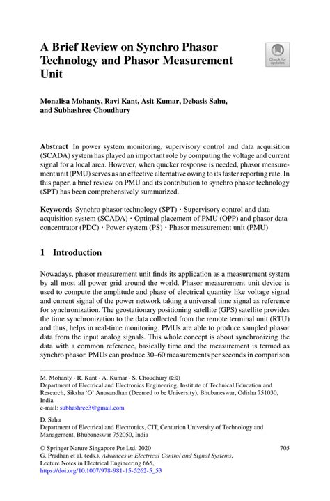pdf a brief review on synchro phasor technology and phasor
