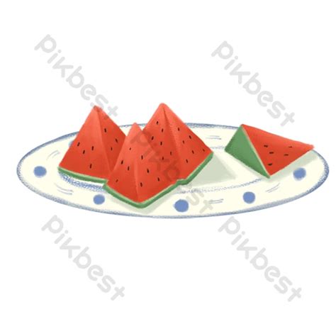 1500 빨간 수박 과일 한 접시 일러스트 Png And Psd 무료 다운로드 Pikbest