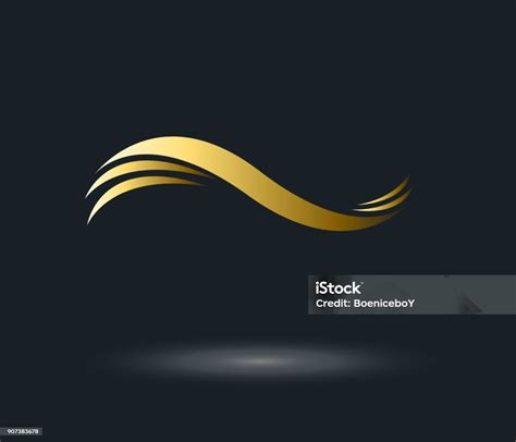 검은 배경에 동적 골드 빛나는 바다 웨이브 스트림 라인 아이콘 0명에 대한 스톡 벡터 아트 및 기타 이미지 0명 개념 금 금속 Istock