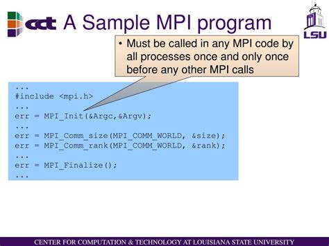Ppt High Performance Computing Concepts Methods And Means Mpi The Message Passing Interface