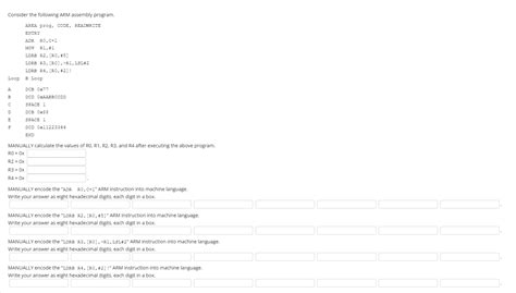 Solved Consider The Following ARM Assembly Program AREA Chegg