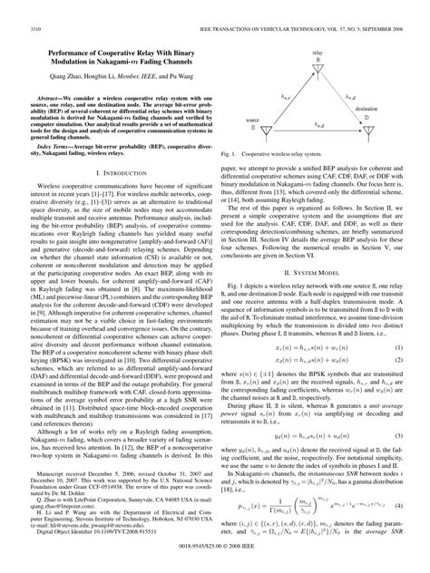 Pdf Performance Of Cooperative Relay With Binary Modulation In