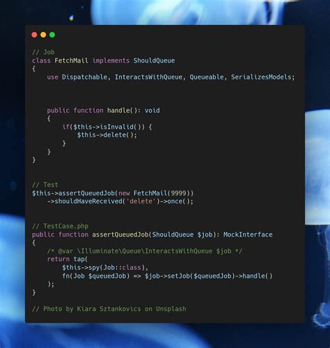 You Can Assert That A Job Will Be Deleted From The Queue Laravel Code