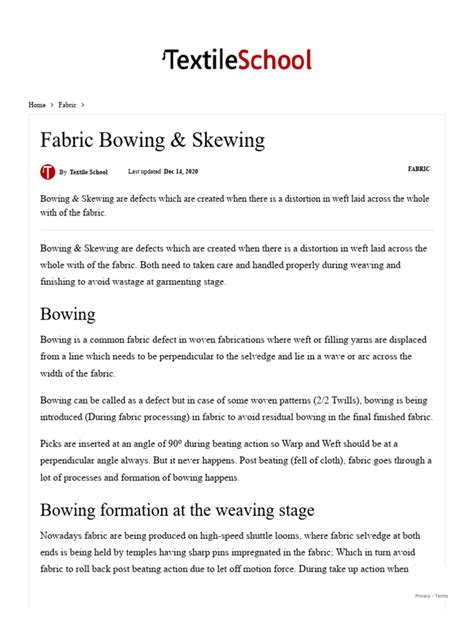 Fabric Bowing And Skewing Textile School Pdf Textiles Weaving