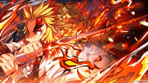 Demon Slayer Kimetsu No Yaiba Kyojuro Rengoku Swing A Sword 4k