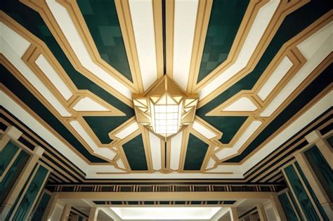 Premium Ai Image Geometric Patterns On A Modern Ceiling Design Created With Generative Ai