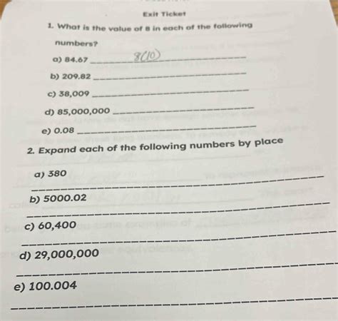 solved exit ticket 1 what is the value of 8 in each of the following