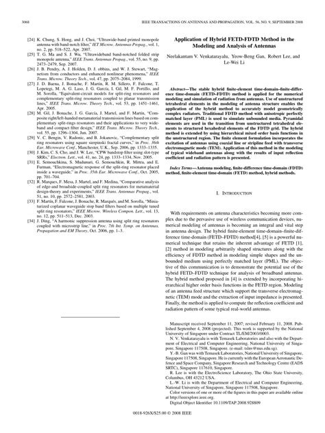 Pdf Application Of Hybrid Fetd Fdtd Method In The Modeling And