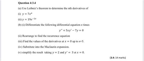 Solved A Use Leibniz S Theorem To Determine The Nth Chegg Com