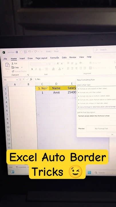 Excel Auto Borders Tricks 😜 Exceltricks Excel Computertips Viralshorts Viralvideo Computer
