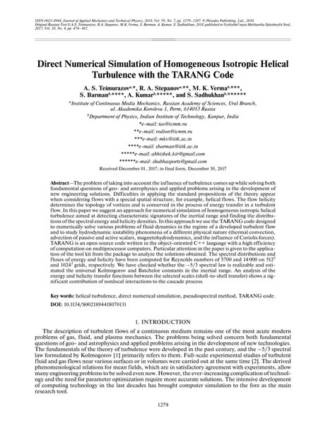 Pdf Direct Numerical Simulation Of Homogeneous Isotropic Helical Turbulence With The Tarang Code