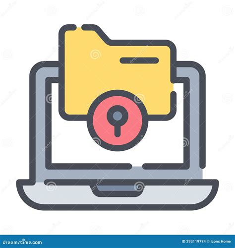 A Locked Folder In Laptop Concept Of Data Protection Security Icon