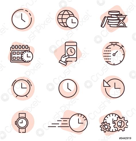 Time Icon Set Illustration Vector On White Background Stock Vector