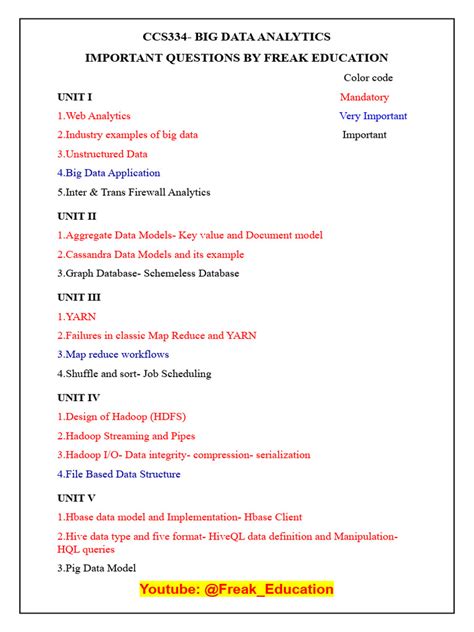 Ccs334 Big Data Analytics Important Question Pdf