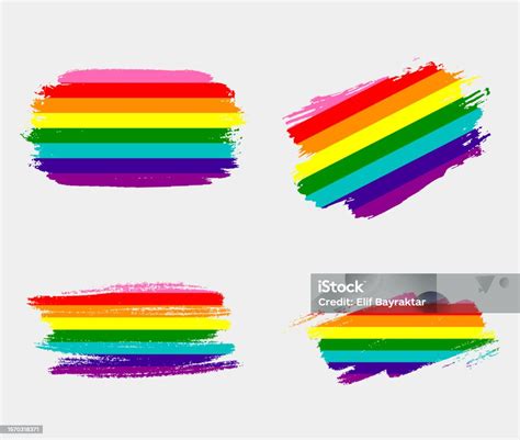 무지개 깃발 은 흰색 바탕에 붓으로 그렸습니다 Lgbt 권리 개념입니다 현대 자부심 퍼레이드 포스터 벡터 그림 0명에 대한 스톡 벡터 아트 및 기타 이미지 Istock