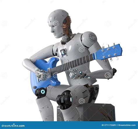 Ai Music Composer Or Generator With Robot Play Guitar Stock Illustration Illustration Of