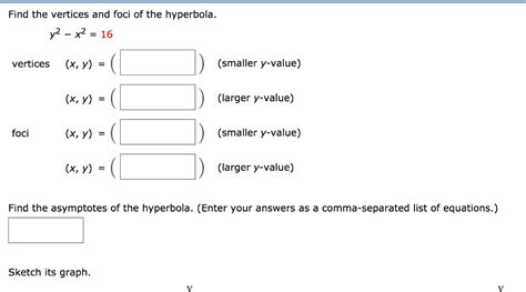 solved find the vertices and foci of the hyperbola y 2