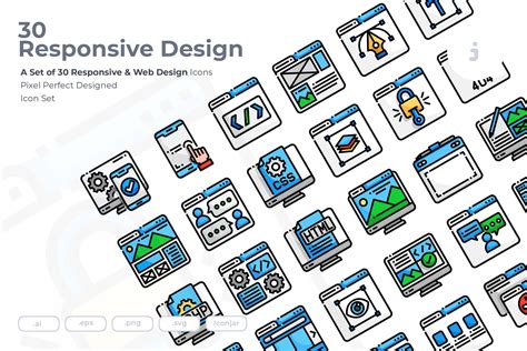 30 Responsive And Web Design Icon Set Masterbundles
