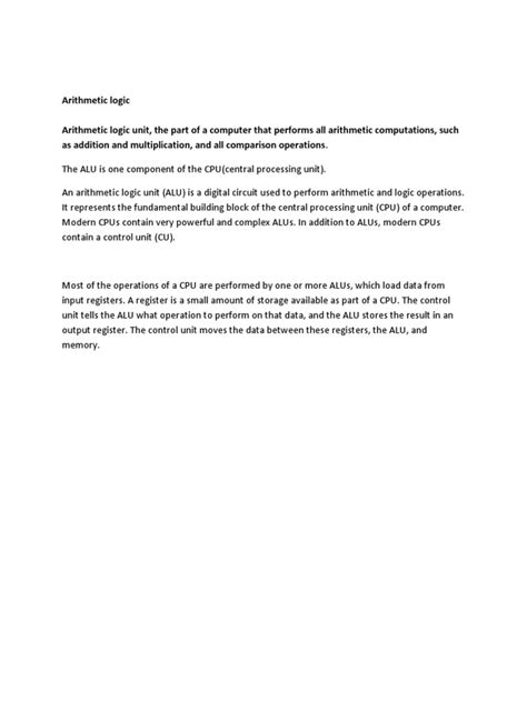 Arithmetic Logic Pdf