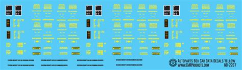 86ft auto parts box car data set yellow decals cmr products