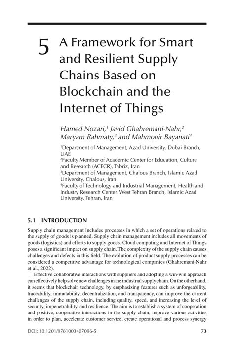 (PDF) A Framework for Smart and Resilient Supply Chains Based on Blockchain and the Internet of ...