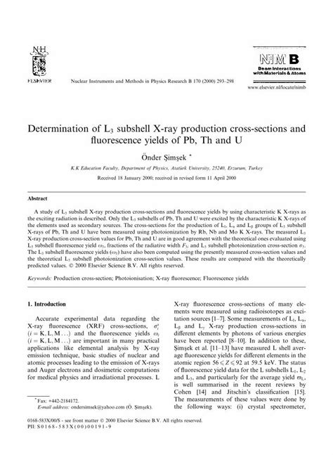 Pdf Determination Of L3 Subshell X Ray Production Cross Sections And