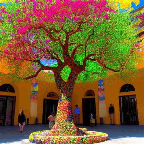 Tree Of Life With Colorful Fruit In Center Courtyard Creative Fabrica