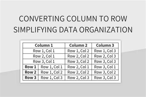 Converting Column To Row Simplifying Data Organization Excel Template