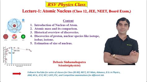 Lecture 1 Atomic Nucleus Class 12 Neet Jee Iit Rsv Physics Class By Debasis Youtube