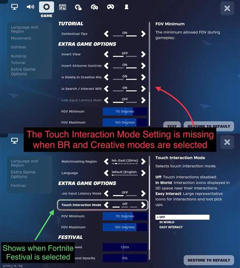 The Touch Interaction Mode Setting Is Missing Rfortnitemobile