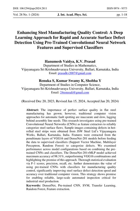 pdf enhancing steel manufacturing quality control a deep learning approach for rapid and