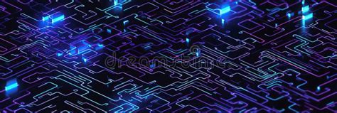 Seamless Pattern With Texture Of Digital Circuit Lines Connecting A Chip And Microchip On An