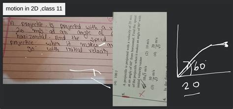 A Projectile Is Projected With A Velocity Of 20 Mathrm{~m} Mathrm{s}