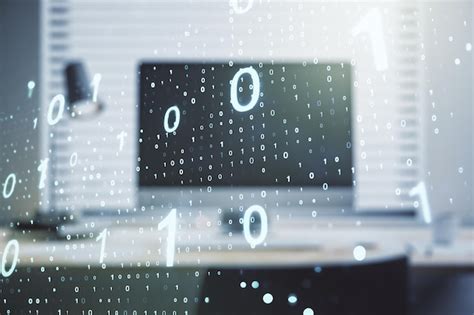 Premium Photo Creative Abstract Binary Code Hologram On Modern Computer Background Ai And