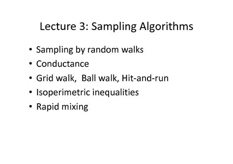 High Dimensional Sampling Algorithms Santosh Vempala Mlss 2012
