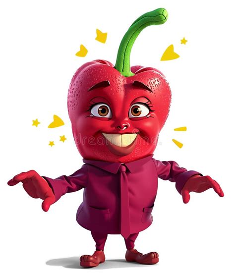 A Cheerful Animated Red Pepper Character With A Smiling Face Wearing