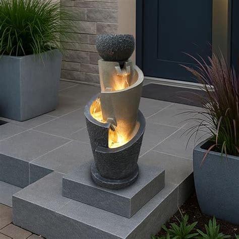 Gartenbrunnen Mit Led Beleuchtung 65x53 Cm Zimmerbrunnen Brunnen