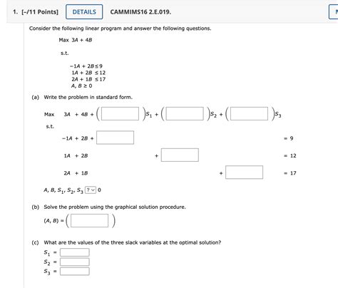 Solved Consider The Following Linear Program And Answer The