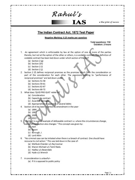 Contract Objective Test Pdf Consideration Guarantee