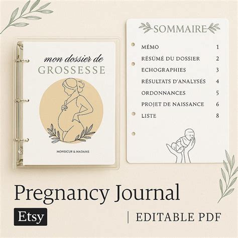 Classeur De Grossesse Personnalisé Dossier Maternité Complet Ma
