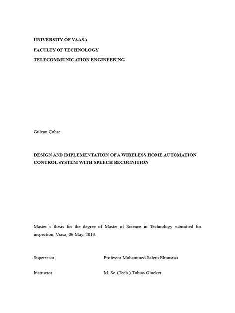 2013 Thesis Design And Implementation Of A Wireless Home Automation