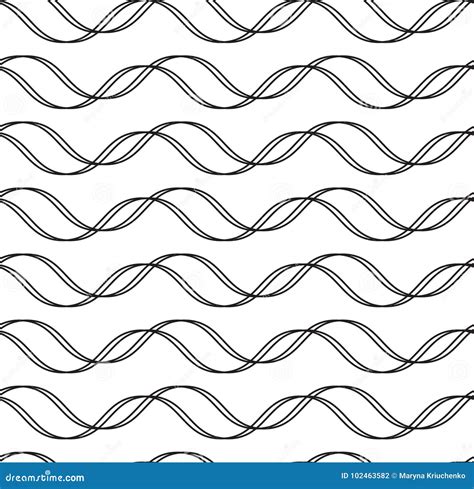 Black Vector Seamless Wavy Line Pattern Stock Vector Illustration Of Geometric Molecule