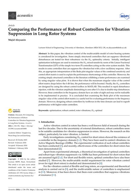 Pdf Comparing The Performance Of Robust Controllers For Vibration