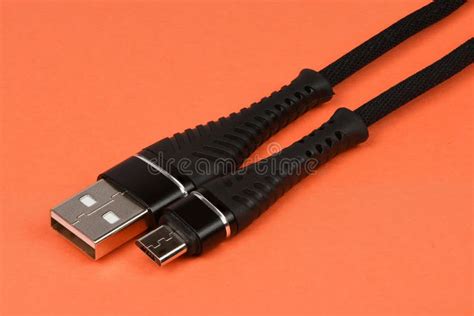 Closeup Of An USB Connector Isolated On Orange Stock Image Image Of Communication Charger