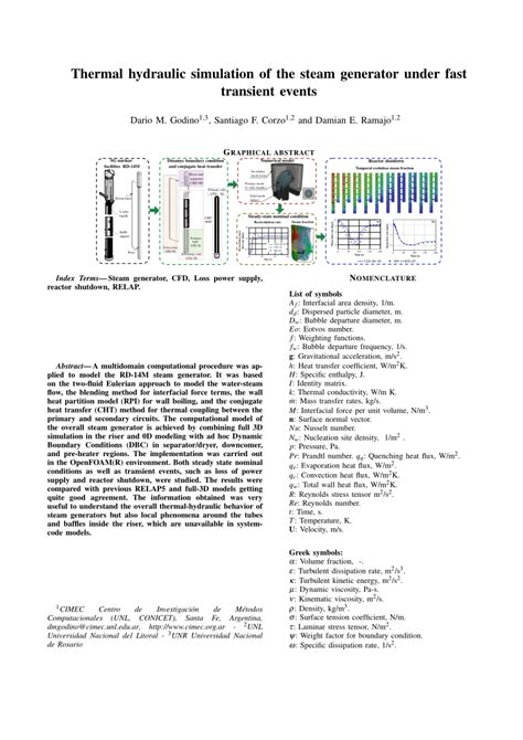 Pdf Thermal Hydraulic Simulation Of The Steam Generator Under Fast Transient Events
