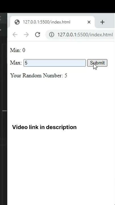 Random Number Generator Using Html And Js Only Full Video Link In