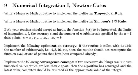 solved 9 numerical integration i newton cotes write a maple